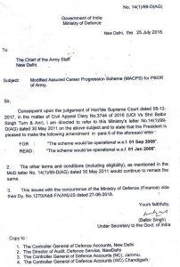 Defence Order – Modified Assured Career Progression Scheme (MACPS) for ...