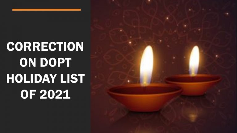 Correction on DOPT holiday list of 2021
