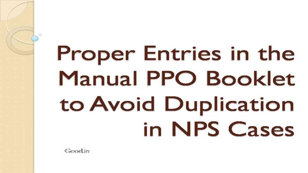 Proper Entries in the Manual PPO Booklet